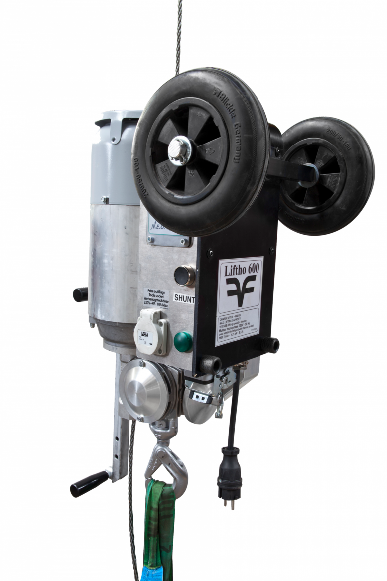 Liftho NEO electric lifting winch, 600-1000kg, 230v and 400v.