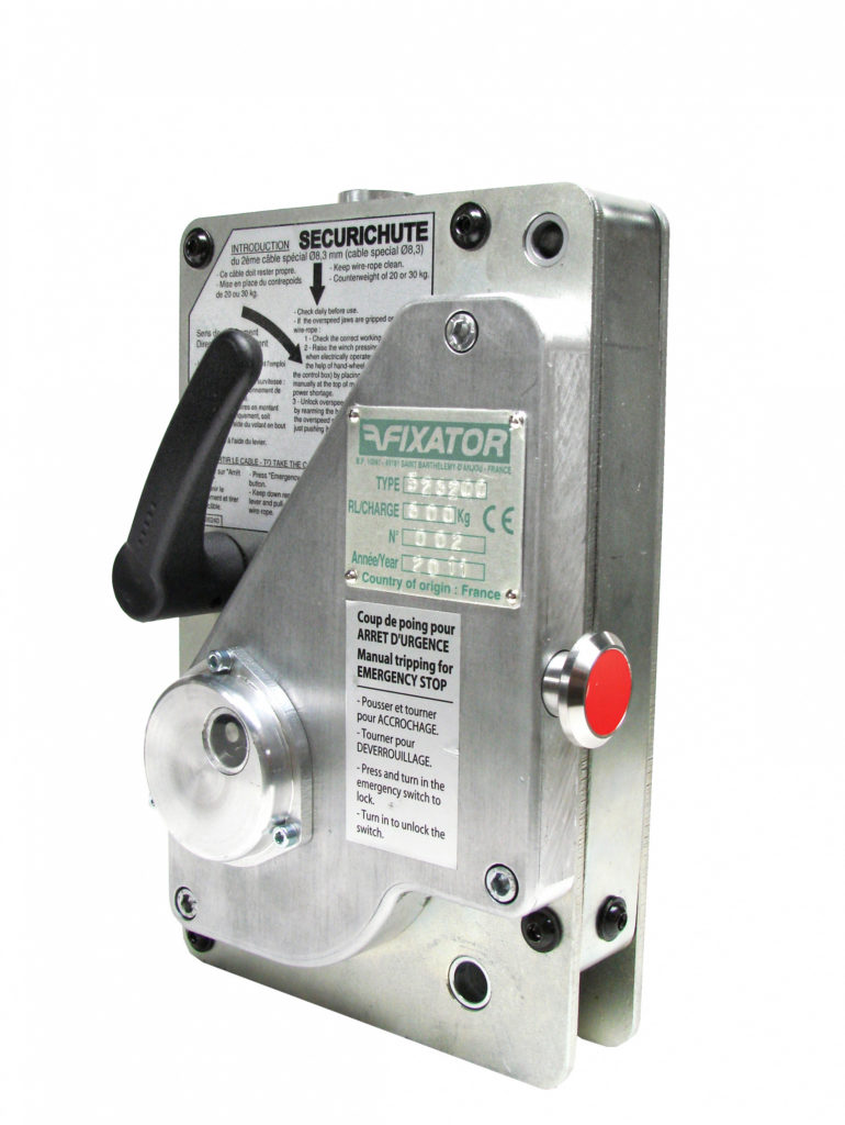 Securichute, overspeed and tilt load fall arrester 600kg-2T